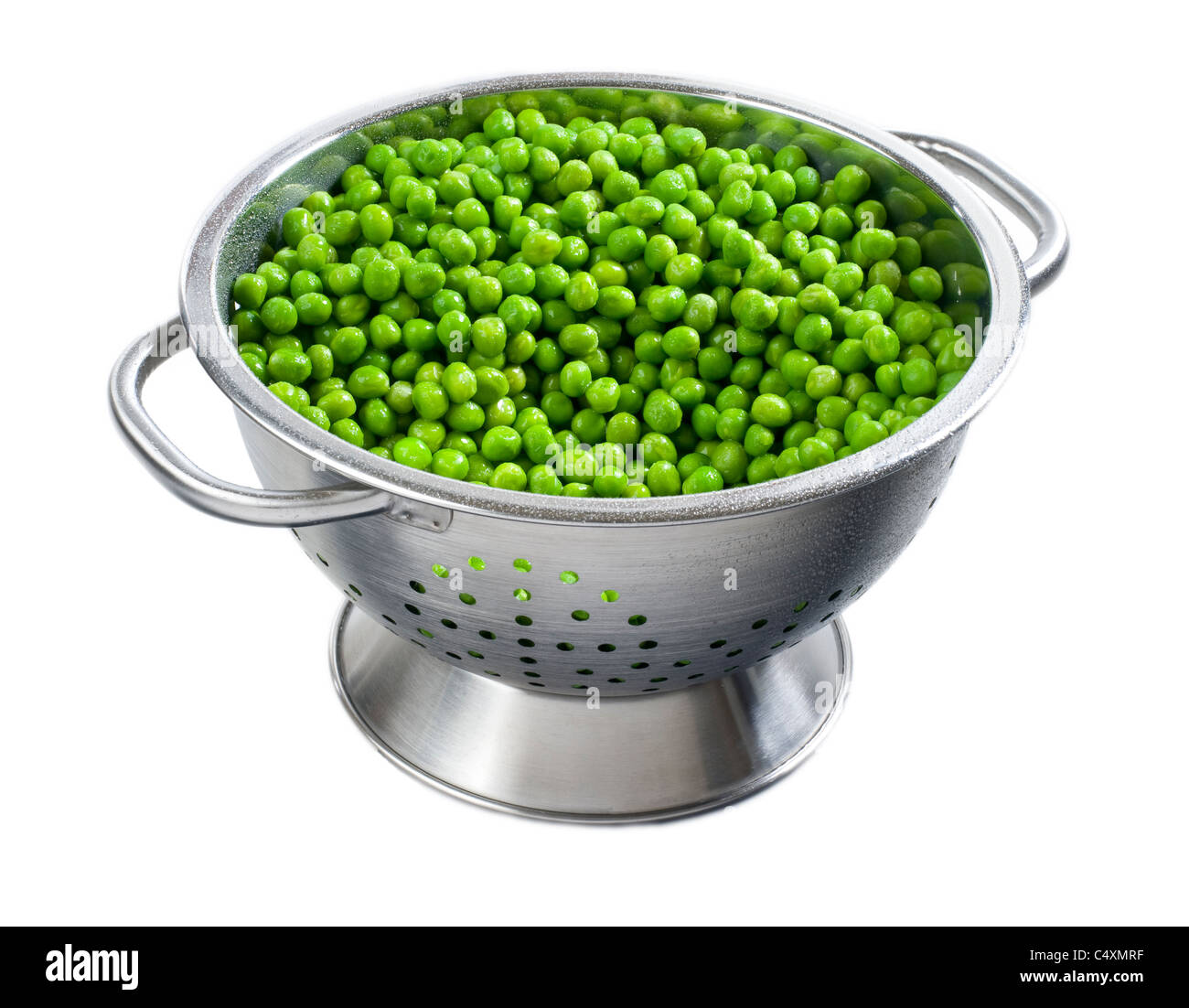 Steel Colander with vegetables on white background Stock Photo - Alamy