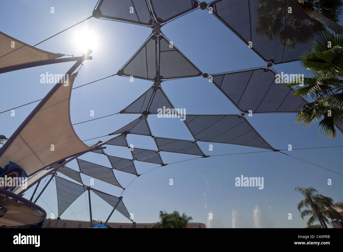 Epcot Center Orlando Florida large solar sun screens in between the ...