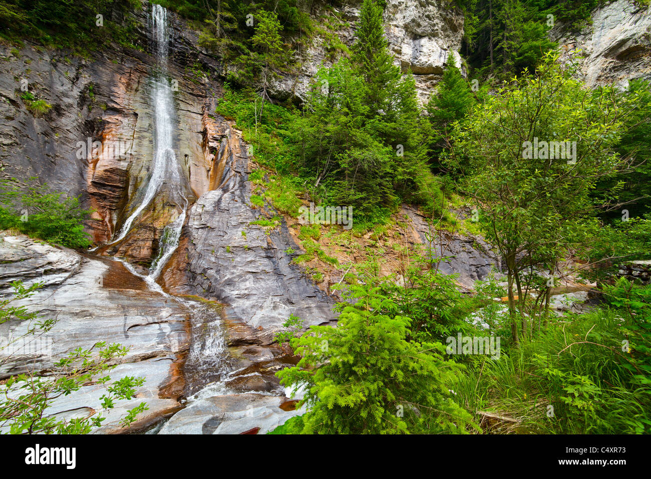 Landscape from Latoritei waterfall in Romanian mountains with Latoritei ...