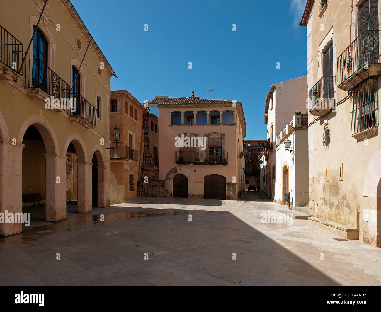 Central square in Altafulla, spain Stock Photo - Alamy