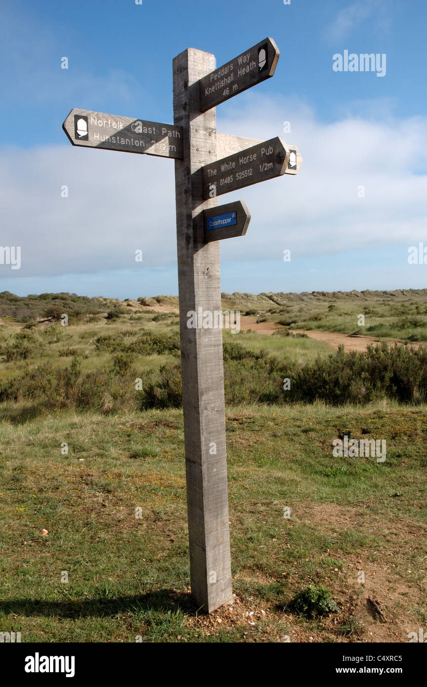 Signpost at the junction of the Peddars Way and Norfolk Coast Path ...