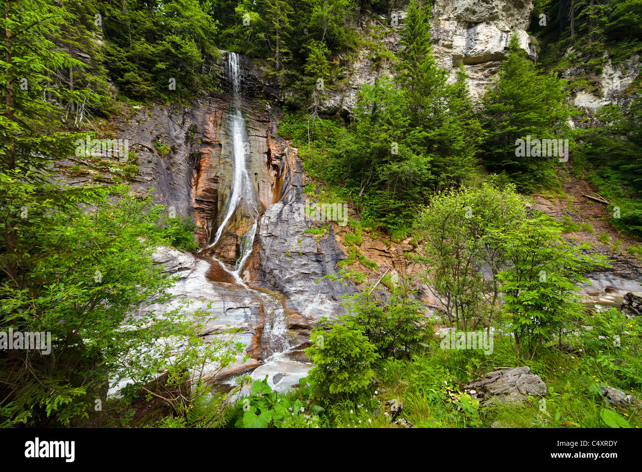 Landscape from Latoritei waterfall in Romanian mountains with Latoritei ...
