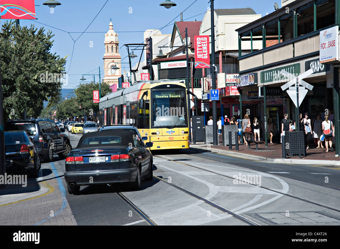 Modern Adelaide Metro Tram Approaching the Terminus in Glenelg Coastal ...