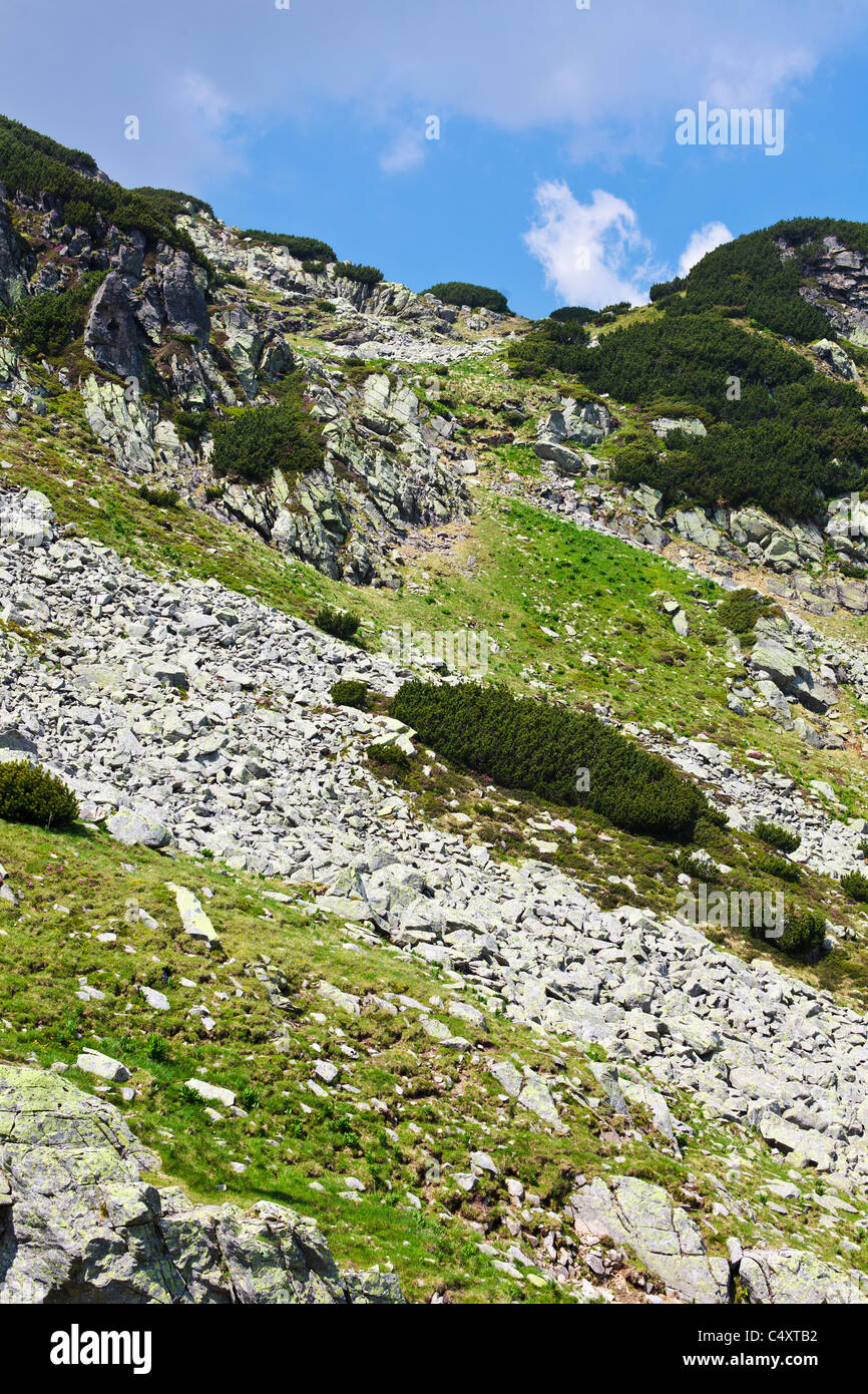 Landscape with Setea Mare peak of Parang mountains in Romania, in ...