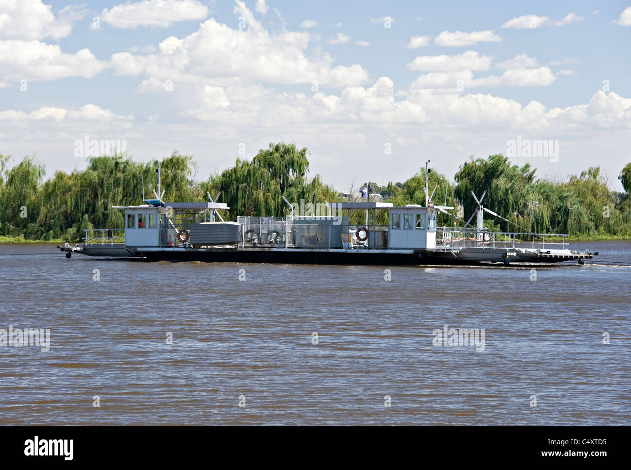 Ferry Boat Crossing The Murray River near Tailem Bend in South ...