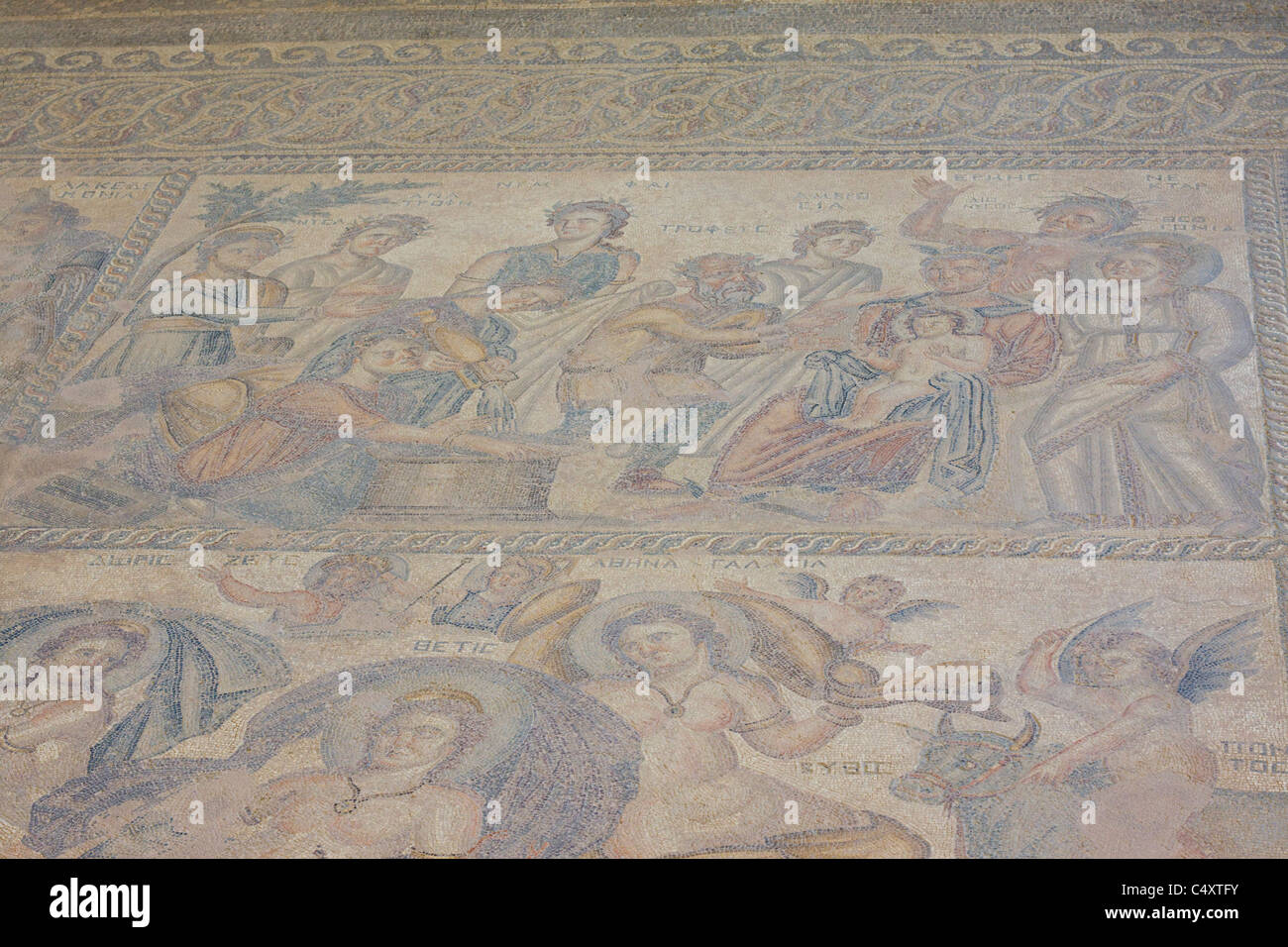 The mosaics of the villa of Theseus House of Theseus Pafos Cyprus Stock ...
