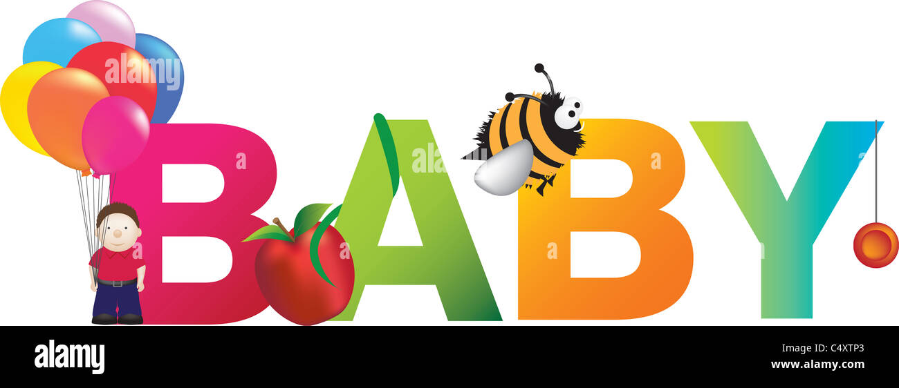 childrens alphabet letters spelling out the word baby Stock Photo - Alamy