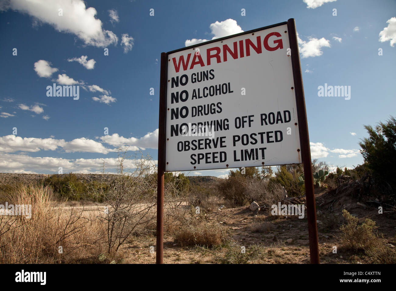 Large sign on private land in remote part of West Texas posts rules for ...