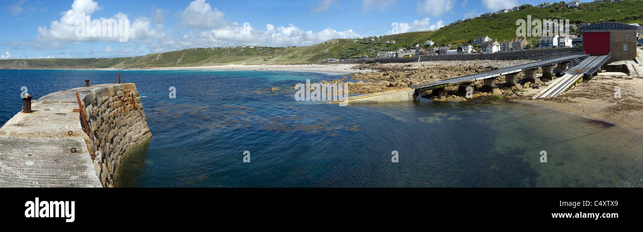 A panoramic view of Sennen in Cornwall Stock Photo - Alamy