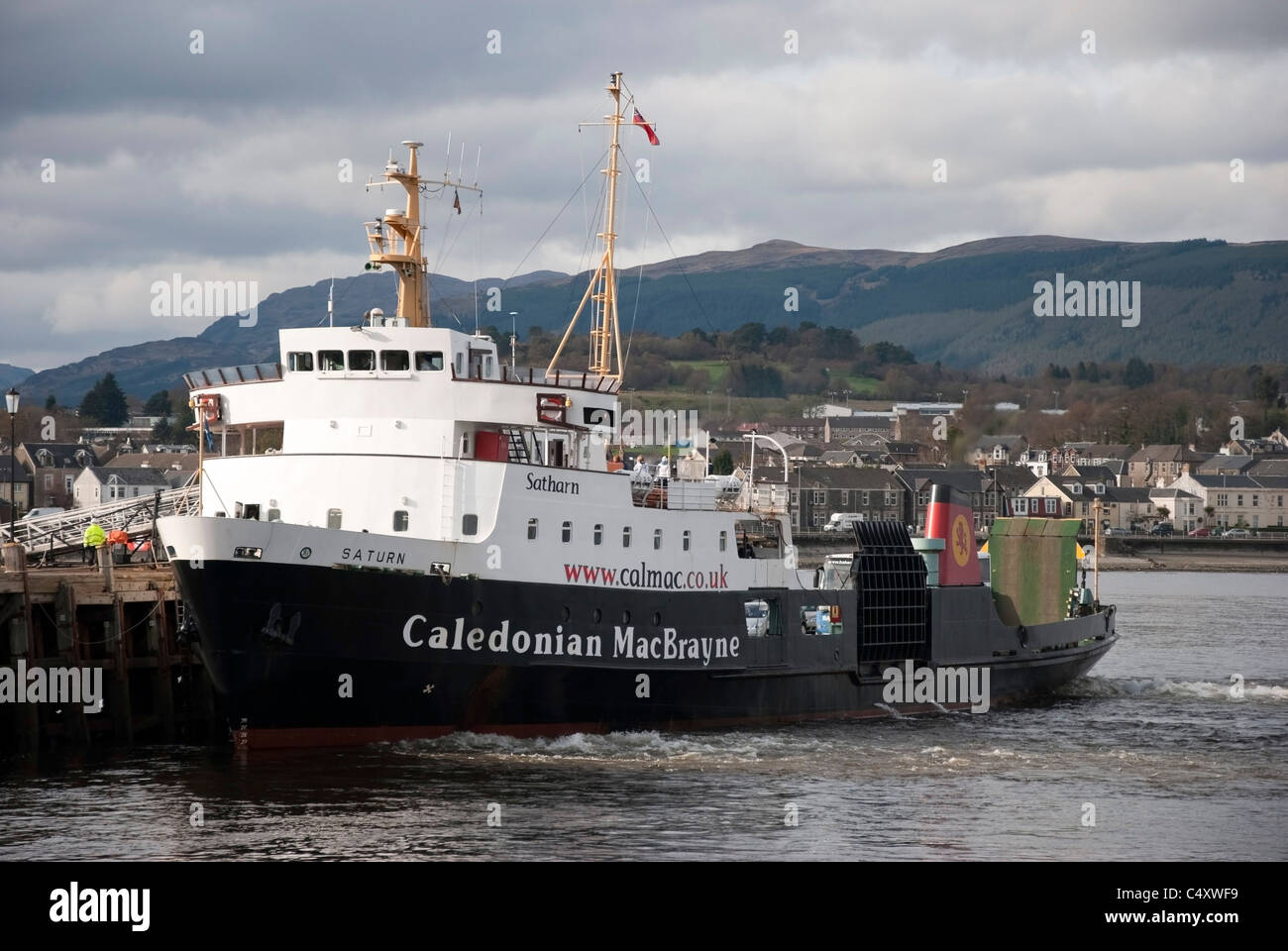 M.V. Saturn CalMac Car & Passenger Ferry Docking at Dunoon Pier Argyll ...