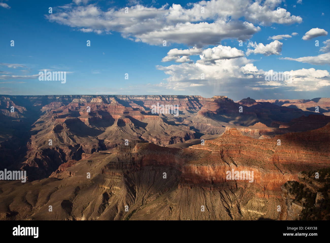 A View over the vast Grand Canyon with a weather front seen on the ...