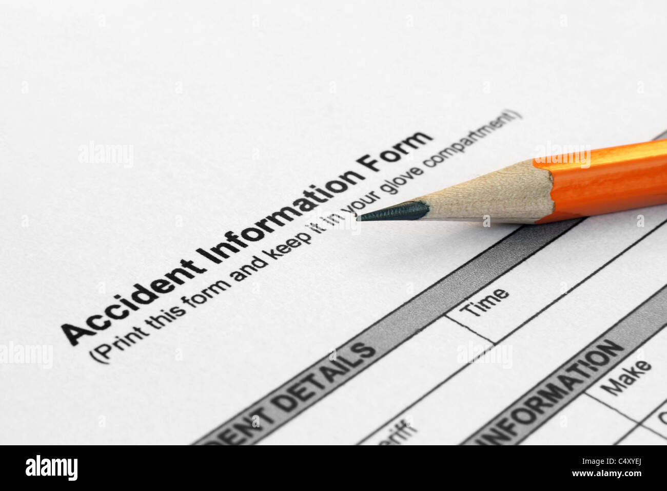 Accident Information Form Stock Photo - Alamy
