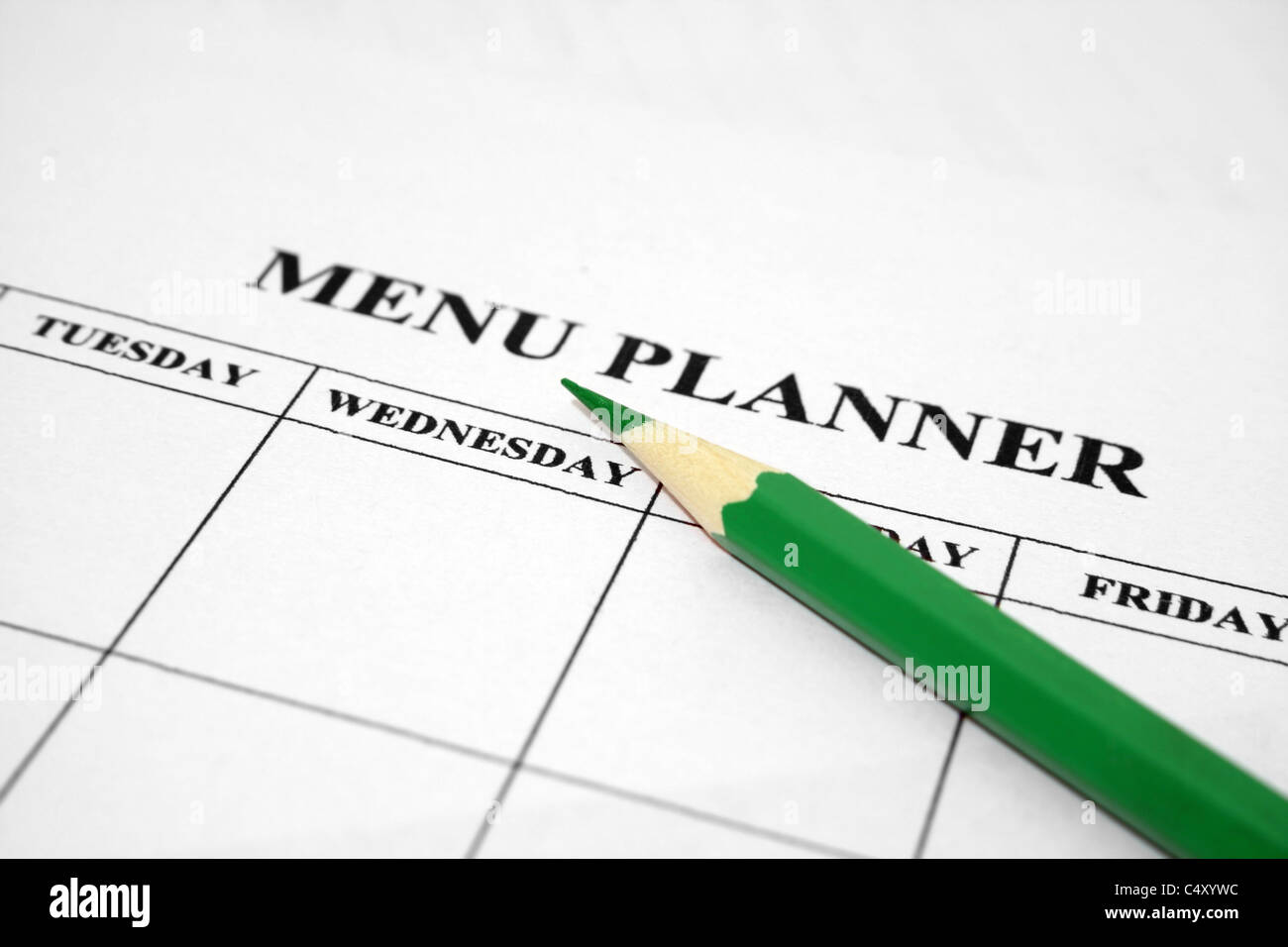 Menu planner plan hi-res stock photography and images - Alamy