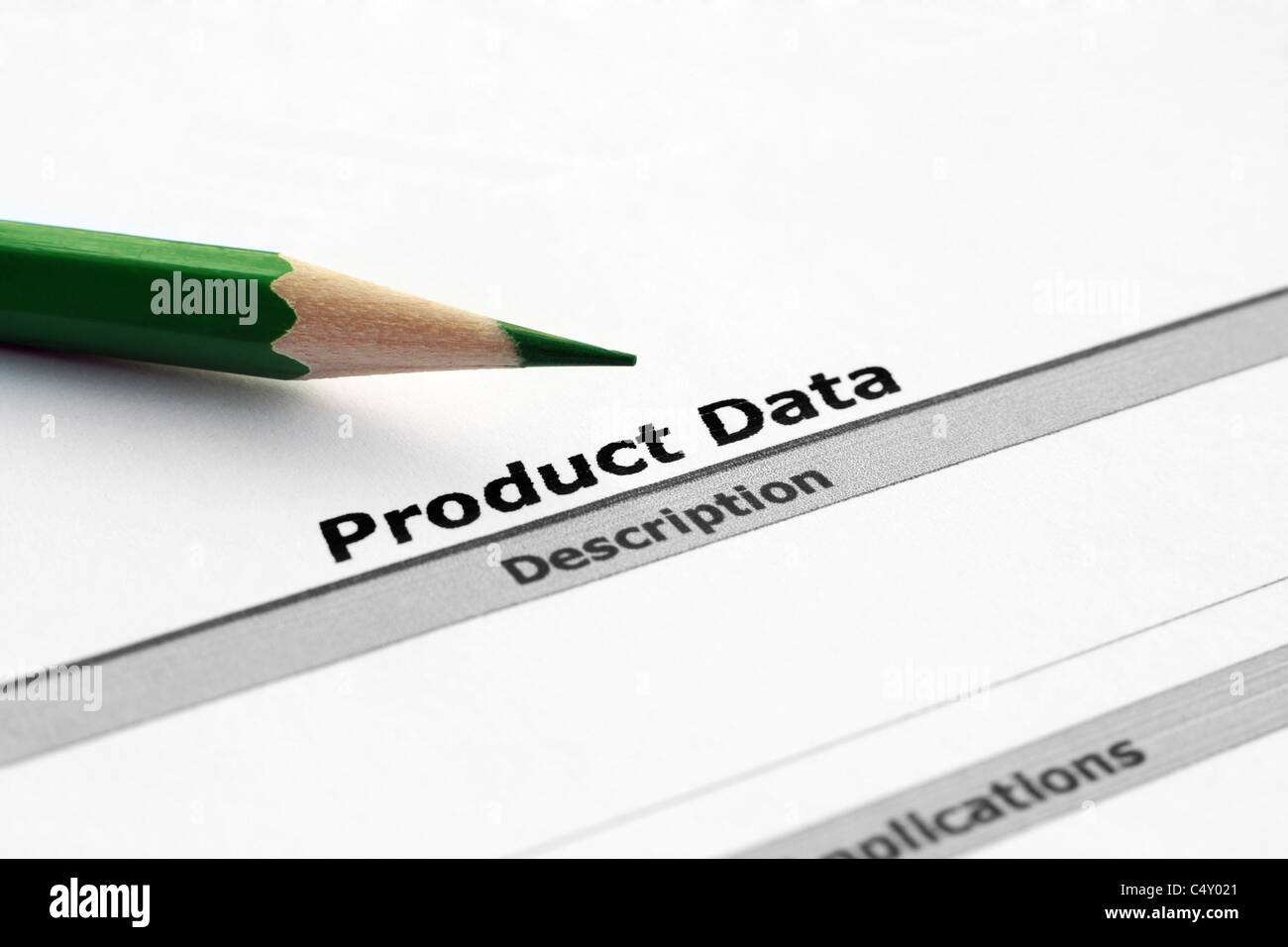 Product Data Description Form Stock Photo - Alamy