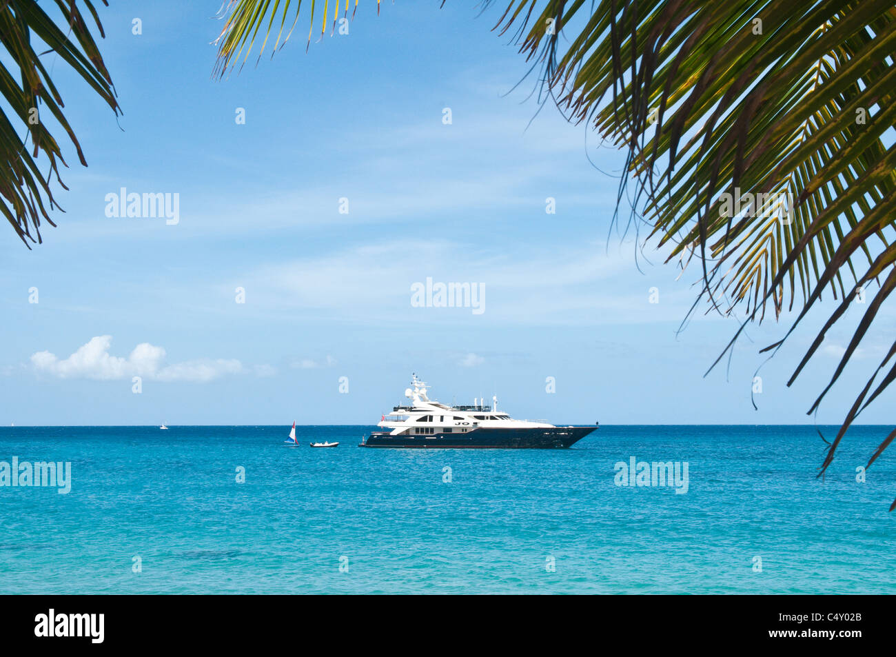 Luxury yacht anchored at Lower Bay Beach, Bequia, St. Vincent & The ...