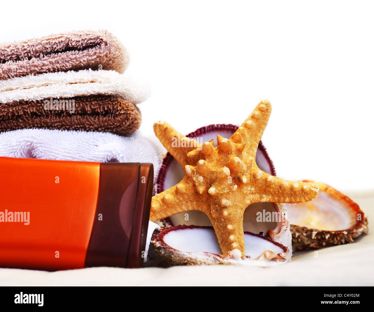 Beach items isolated on white background conceptual image of summertime ...