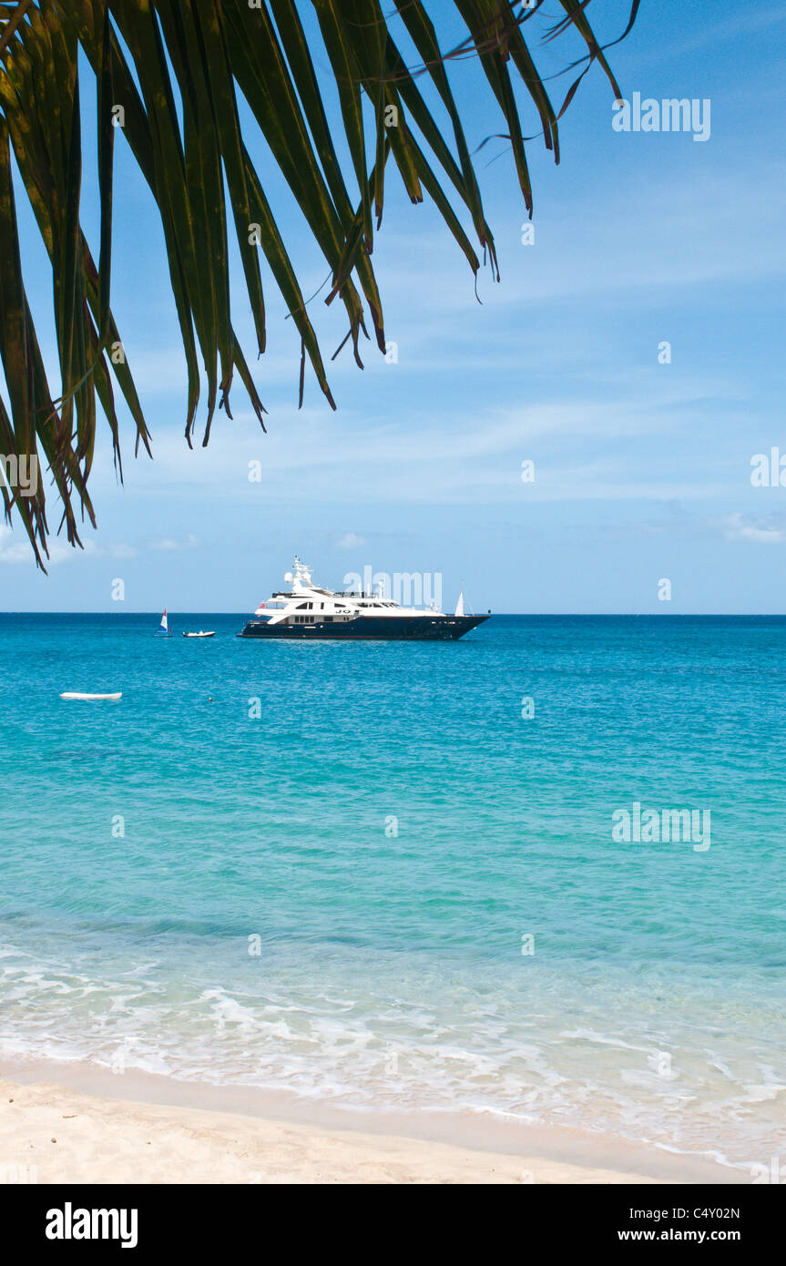 Luxury yacht anchored at Lower Bay Beach, Bequia, St. Vincent & The ...