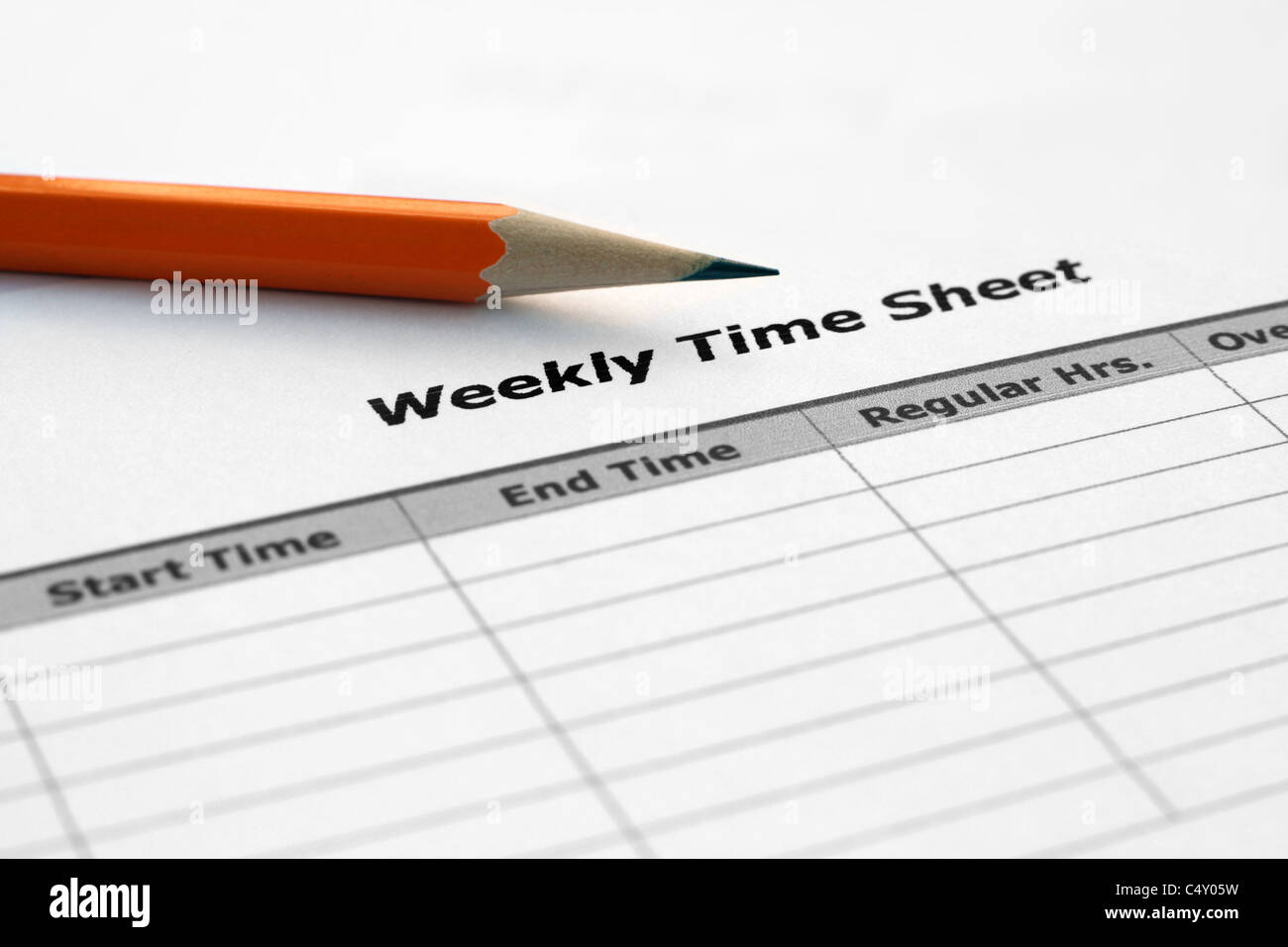 Weekly time sheet Stock Photo - Alamy