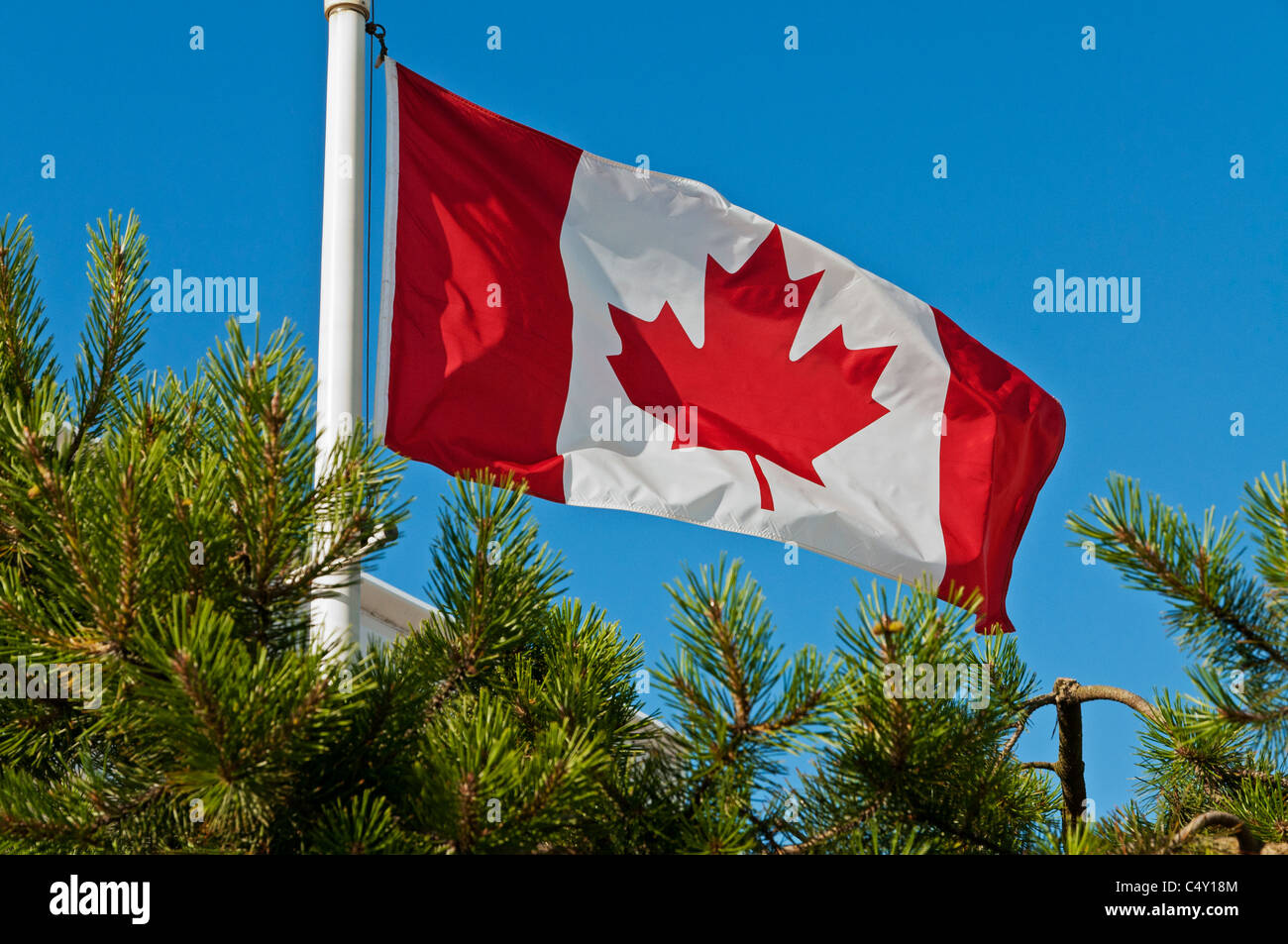 Flying canadian flag hi-res stock photography and images - Alamy