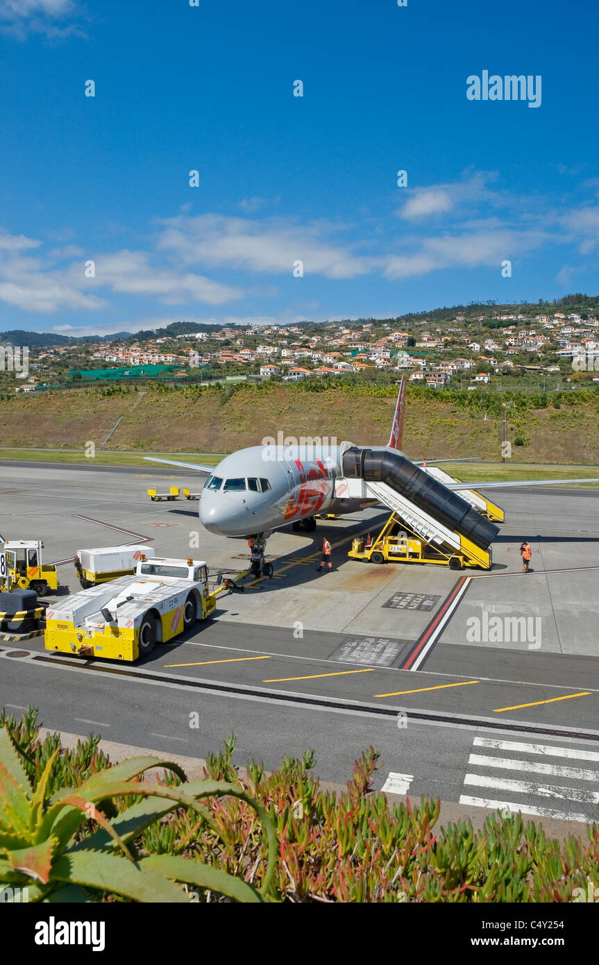 Jet2 plane airplane aeroplane parked at Funchal airport Madeira ...