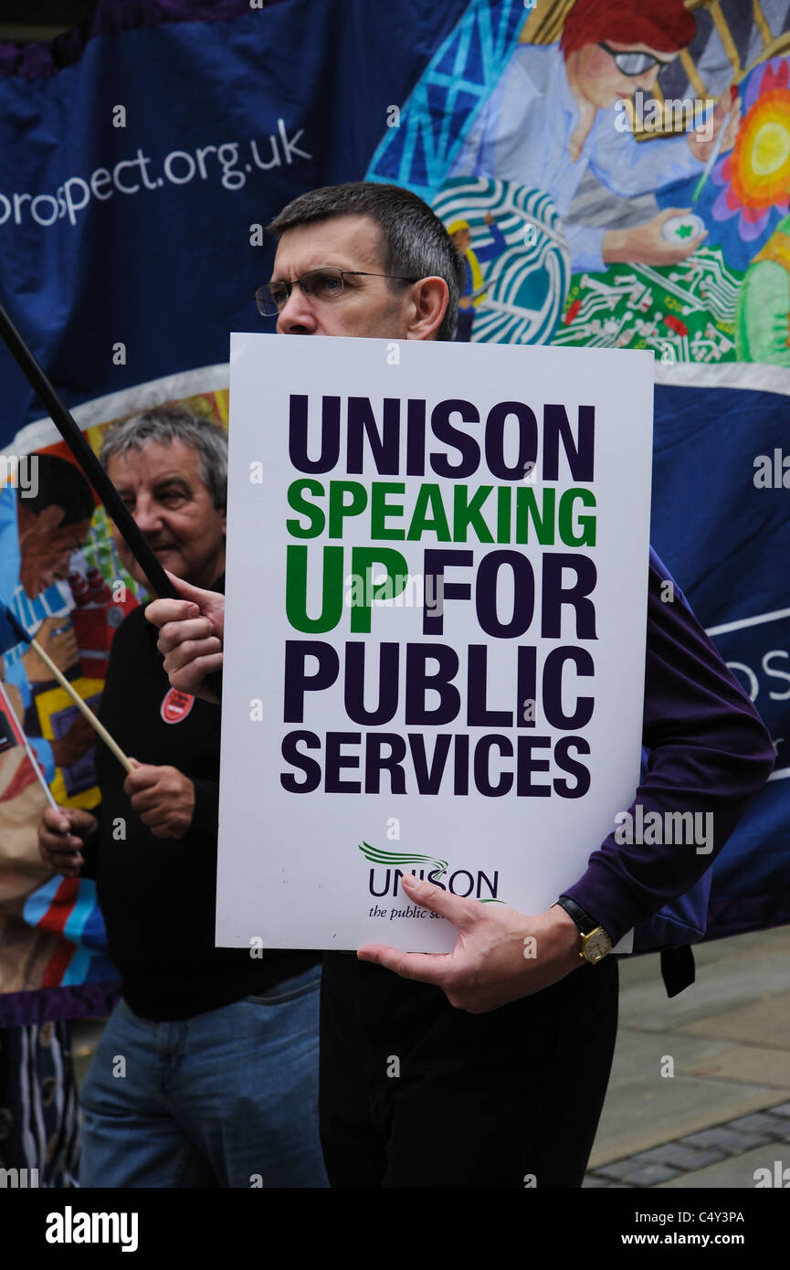 UNISON union member on protest march in Winchester Hampshire England UK ...