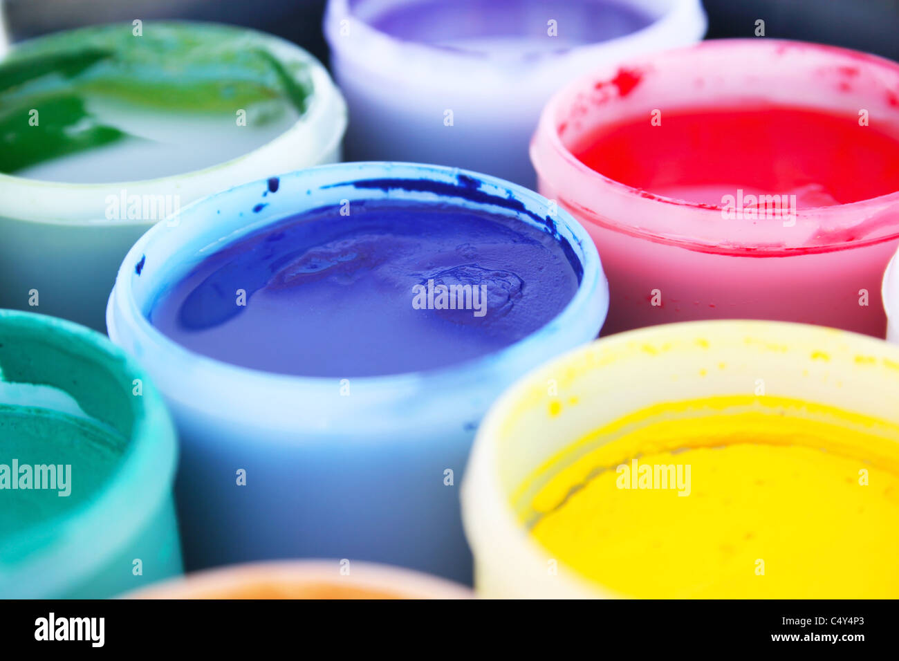 Colorful paint buckets picture Stock Photo - Alamy