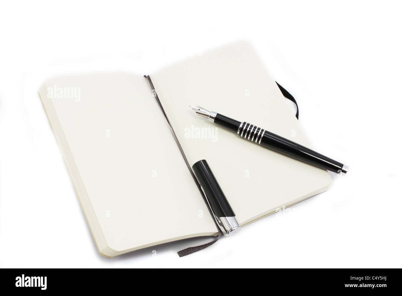 pen and notebook with clear pages isolated on white Stock Photo - Alamy