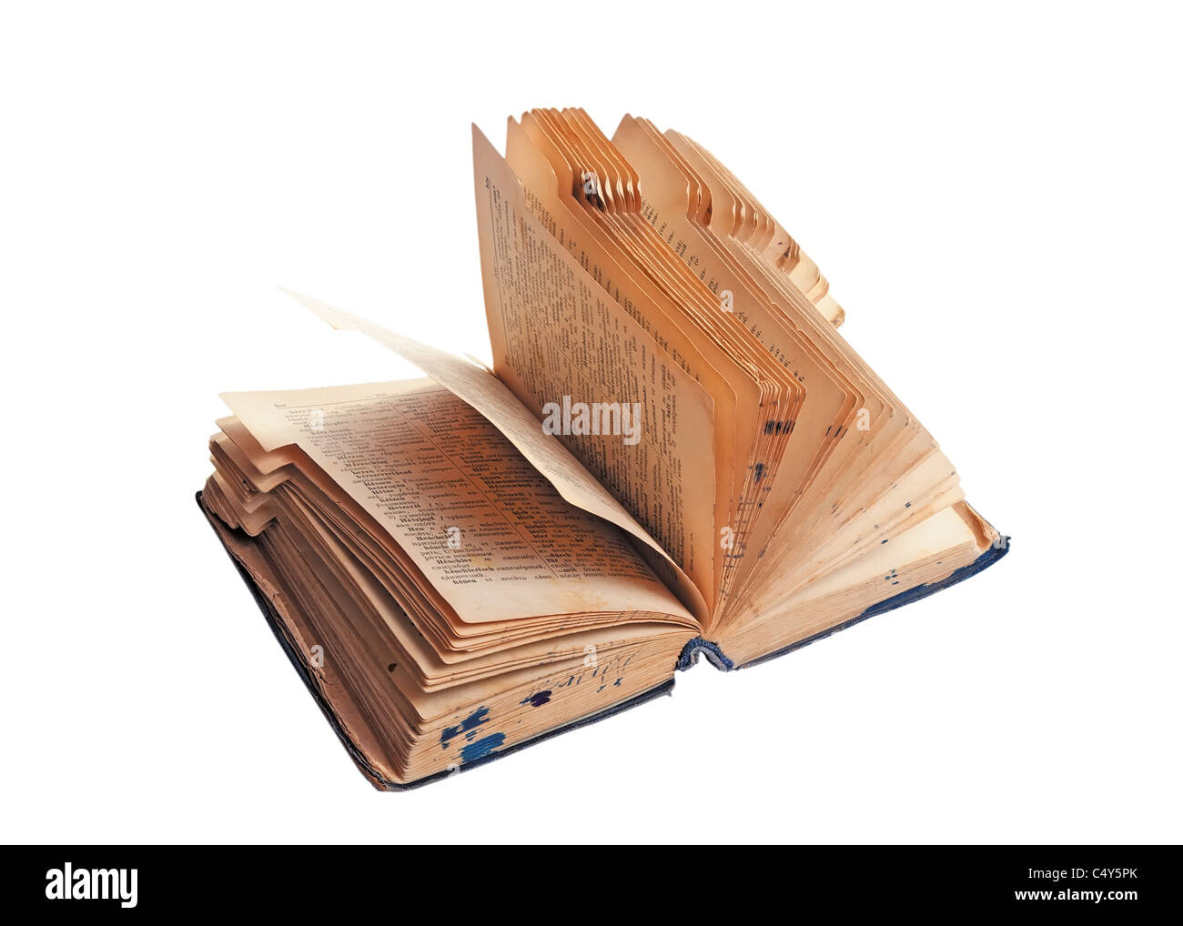 Old open book isolated on white Stock Photo - Alamy