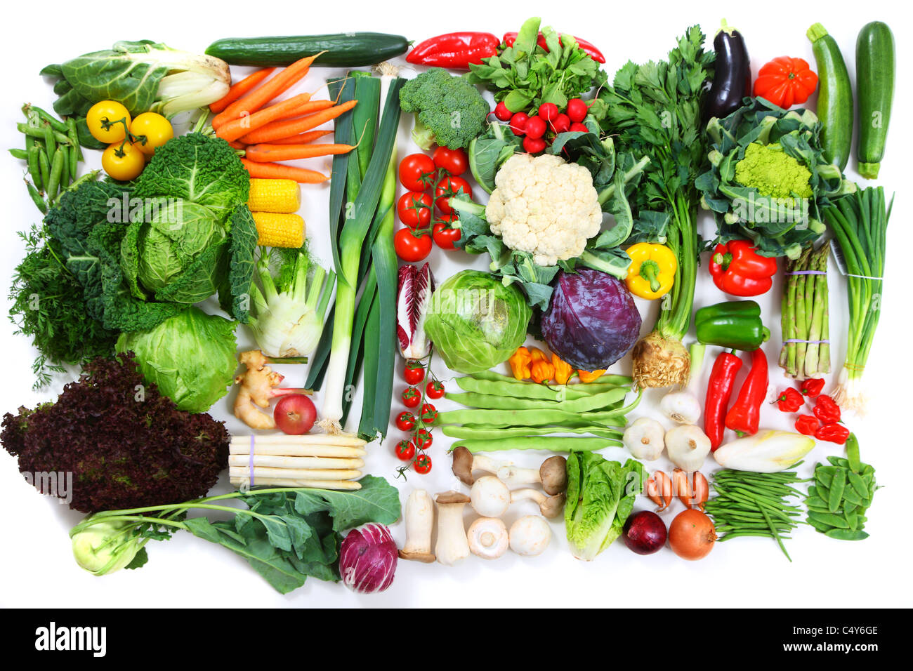 Many different vegetables and salad. Fresh market greens Stock Photo ...