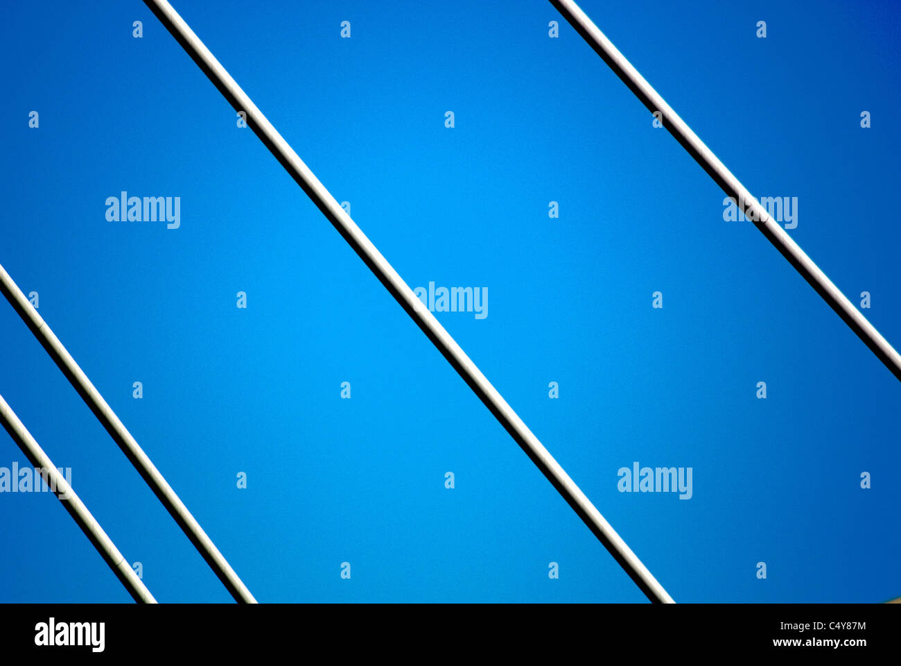 a striking graphic image of the guide wires in close up from a ...