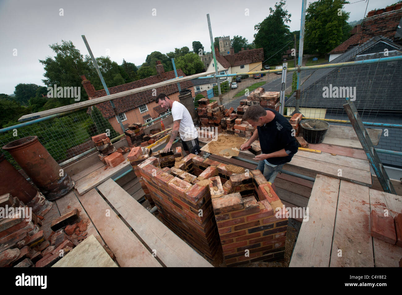 Building a Chimney Stack, Stoke by Clare,Suffolk, England on the ...