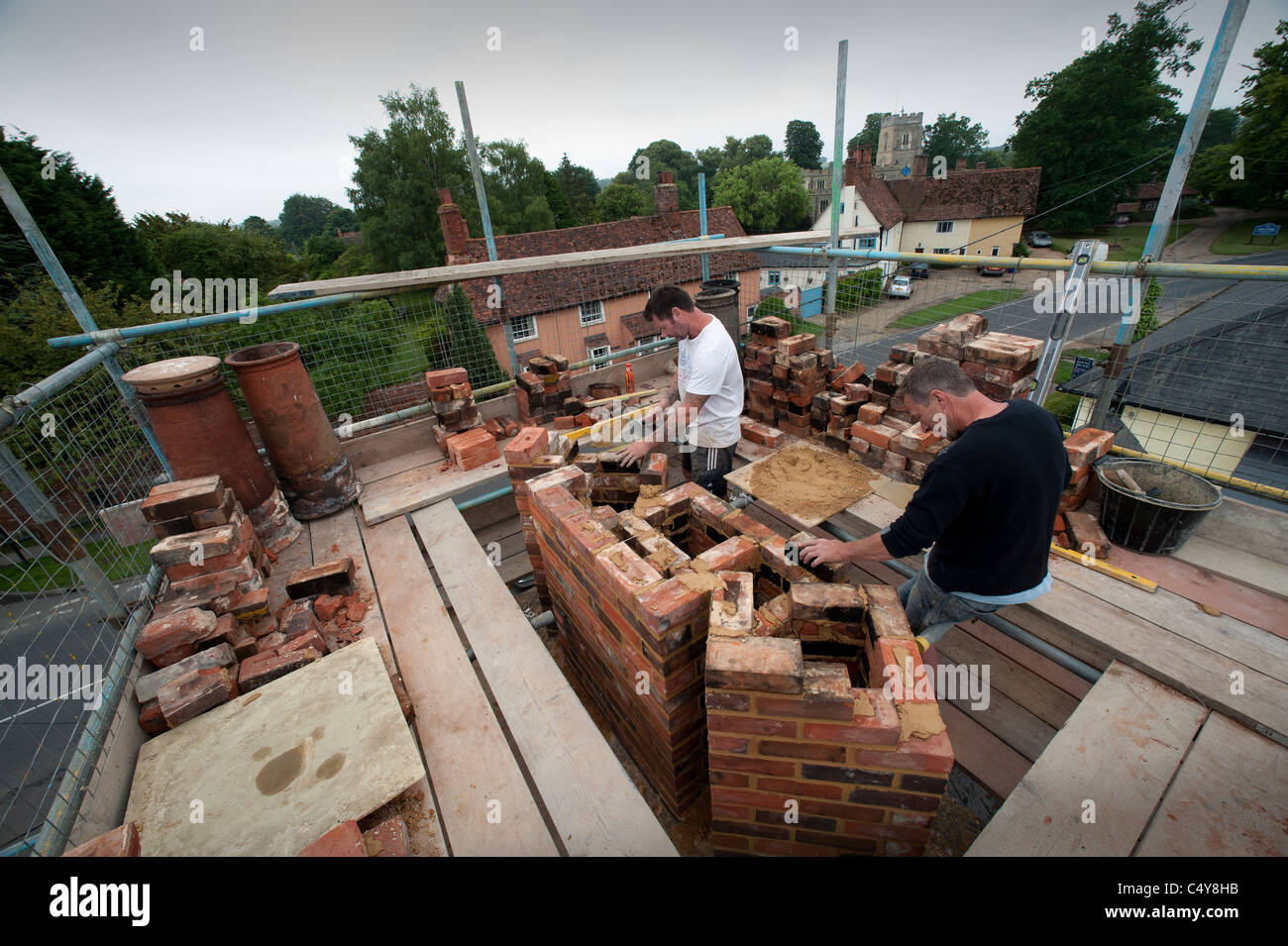 Building a Chimney Stack, Stoke by Clare,Suffolk, England on the ...