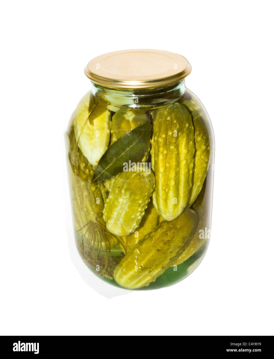 Bank of pickles is isolated on a white background Stock Photo - Alamy