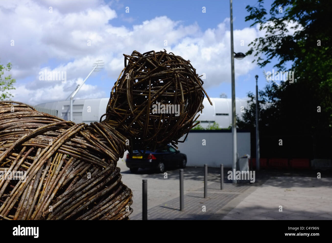 straw man and sculpture cannon hill park birmingham Stock Photo - Alamy