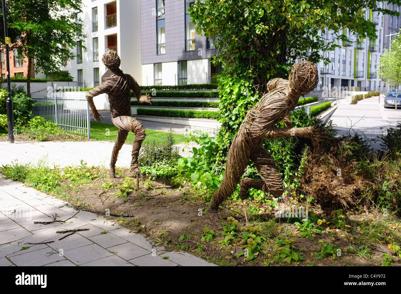 straw man and sculpture cannon hill park birmingham Stock Photo - Alamy