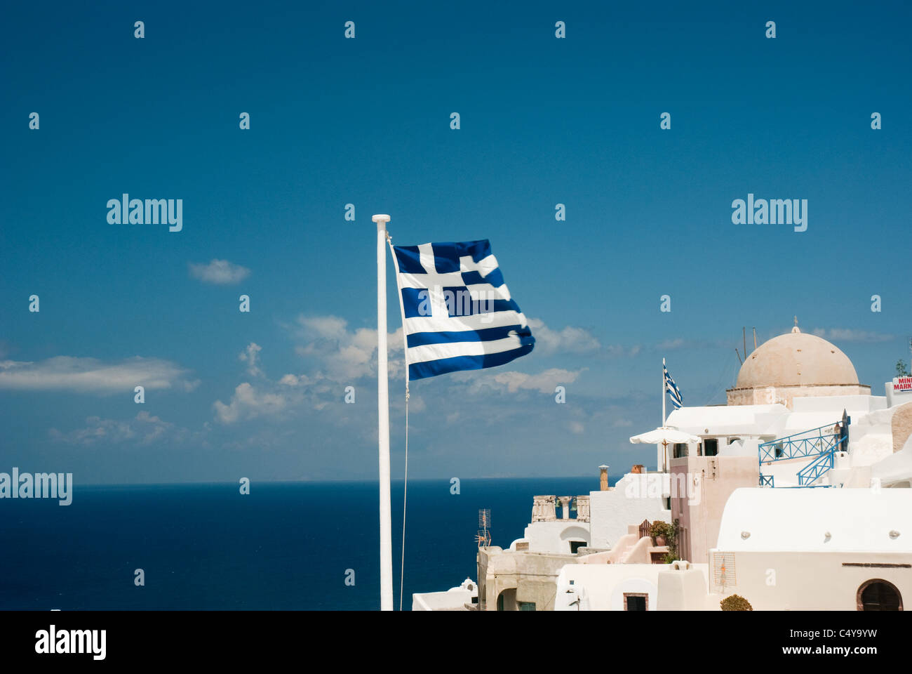 Santorini greek flag hi-res stock photography and images - Alamy
