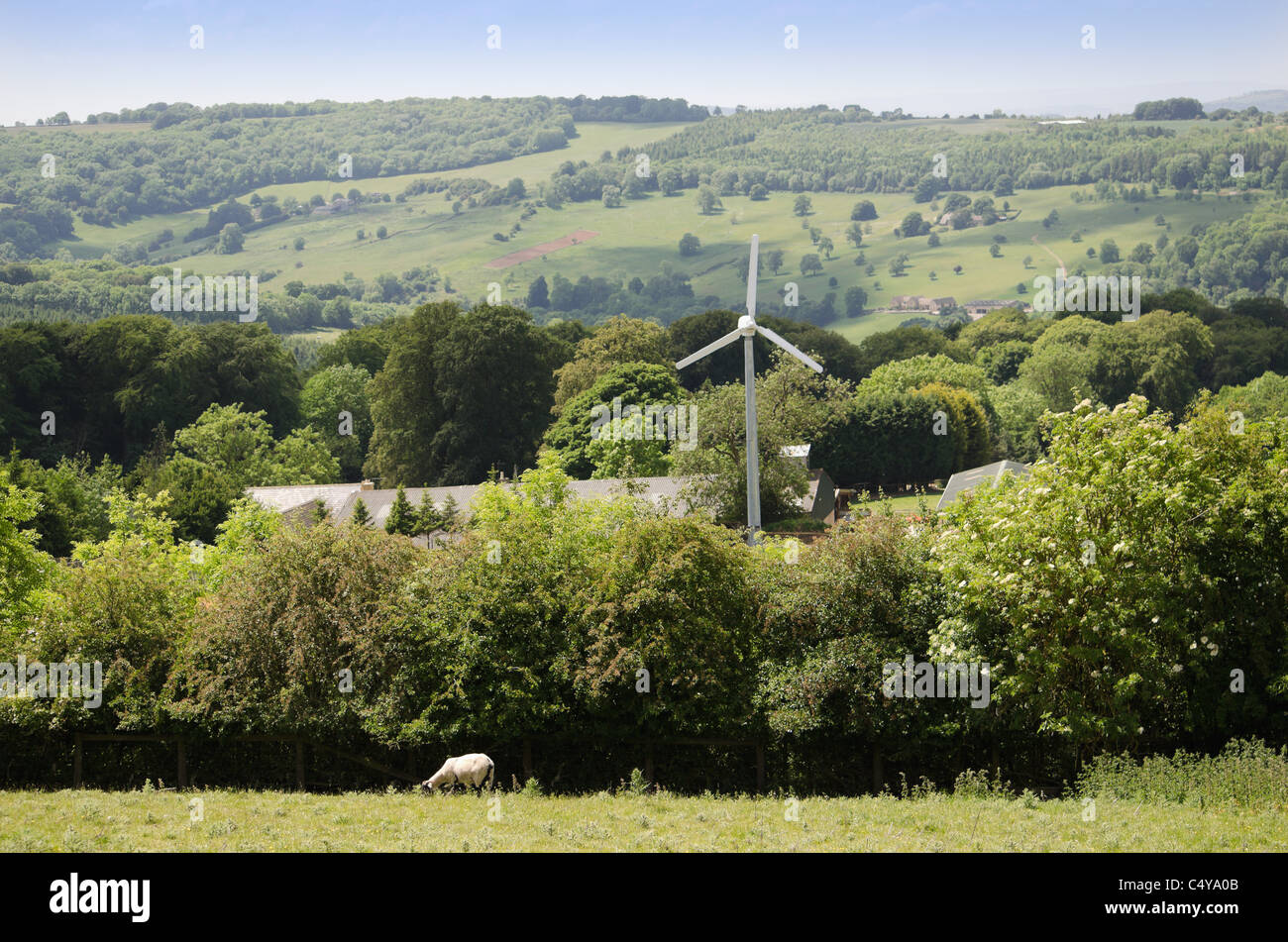 wind turbine cotswolds farm Stock Photo - Alamy