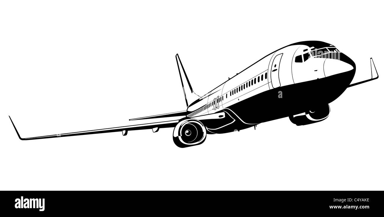 Boeing 707 Aircraft Black And White Silhouette