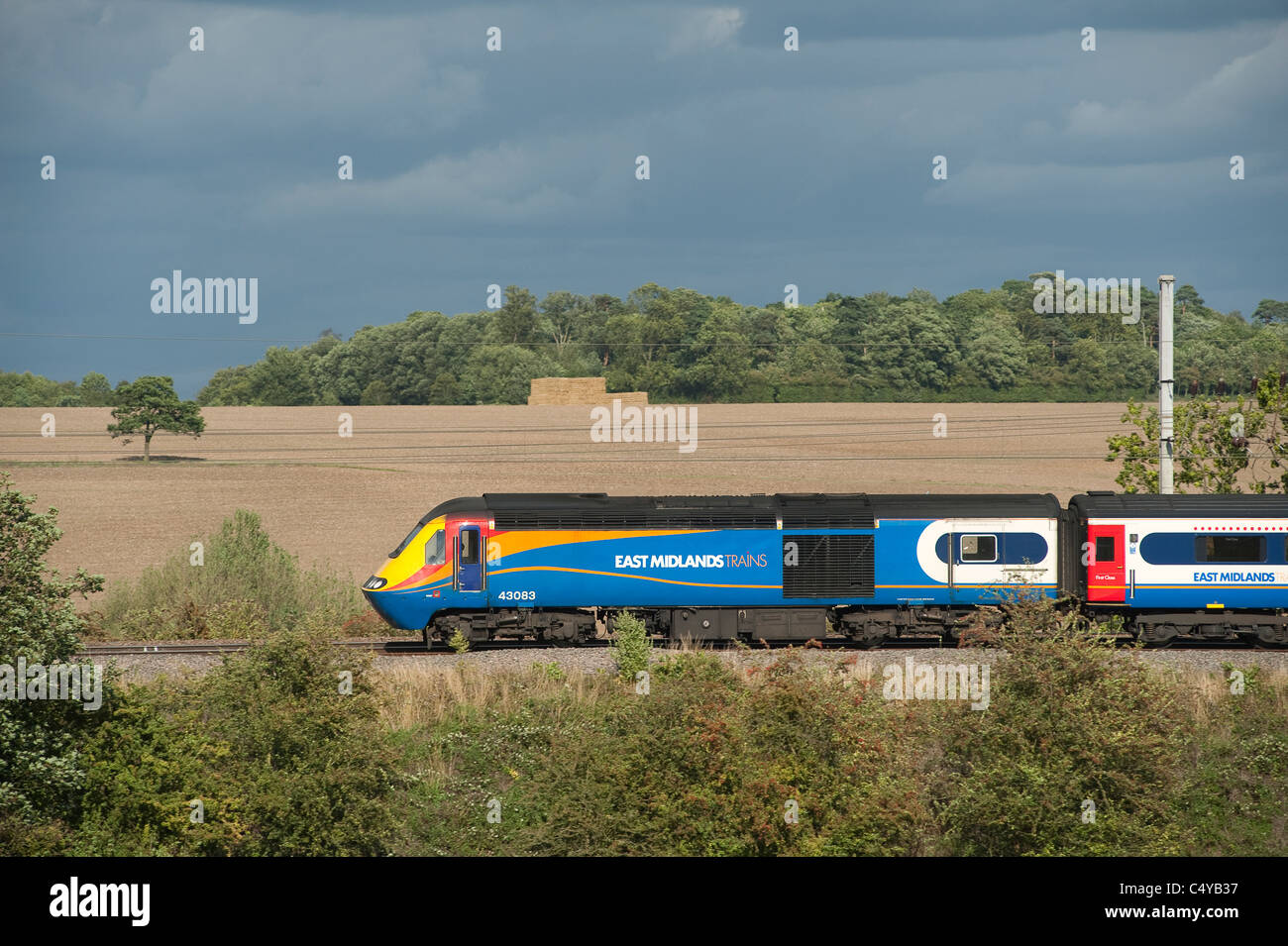 Class 43 HST train in East Midlands Trains livery travelling through ...
