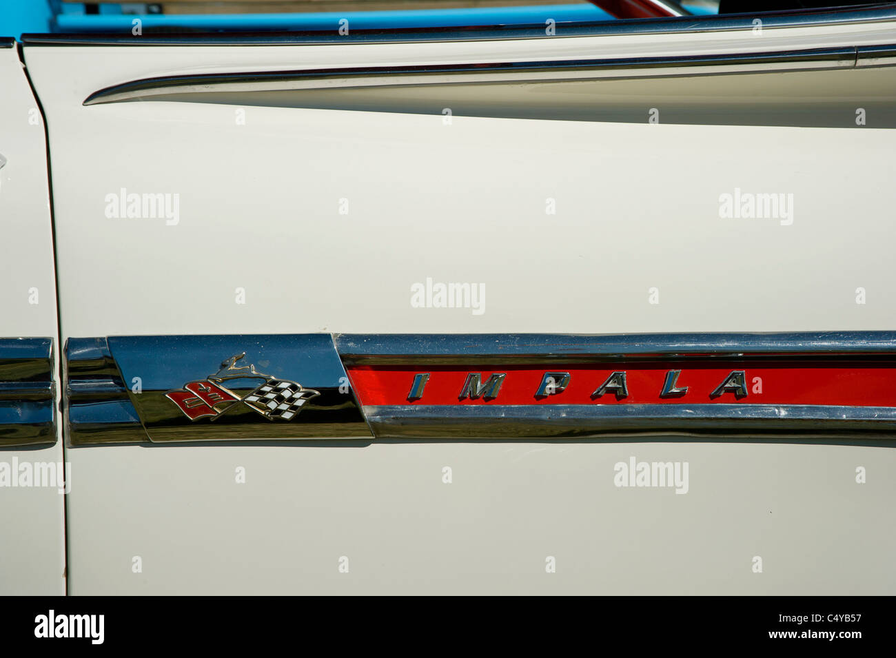 Rear wing of 1959 Chevrolet Impala with badge Stock Photo - Alamy