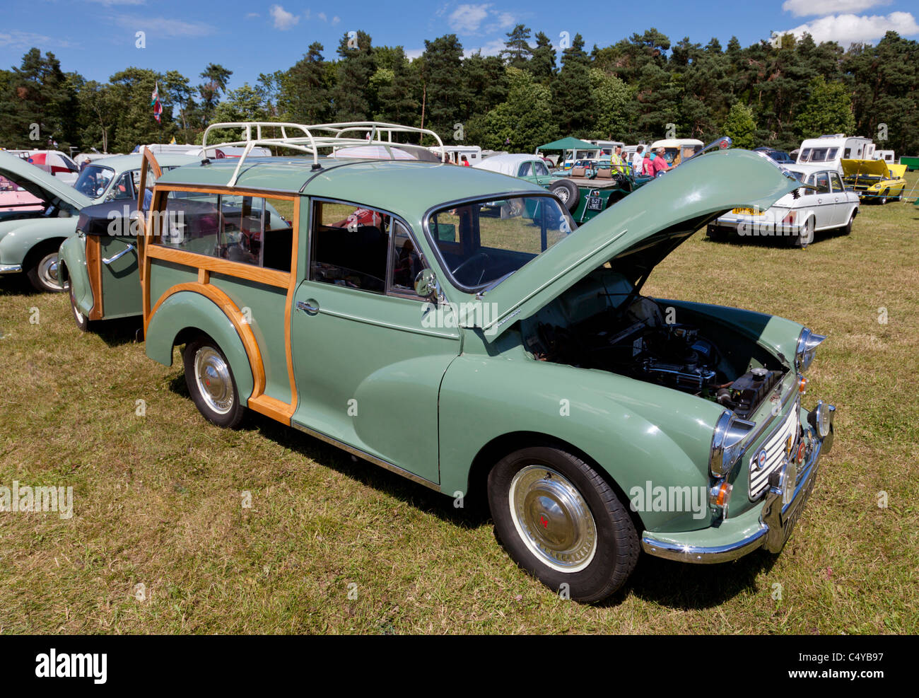 Morris Minor traveller old restored car with matching trailer at Show ...