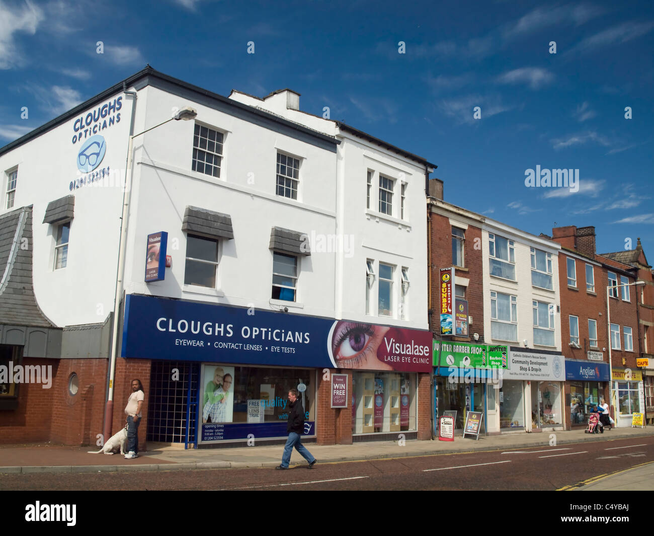 Shops at the south end of Newport Street, Bolton, opposite the railway ...