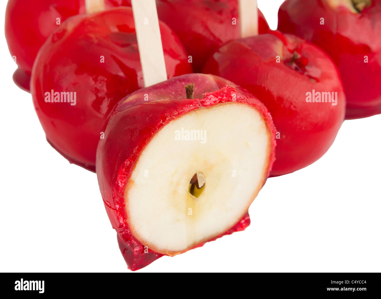 cut in half candied apple in a group Stock Photo - Alamy