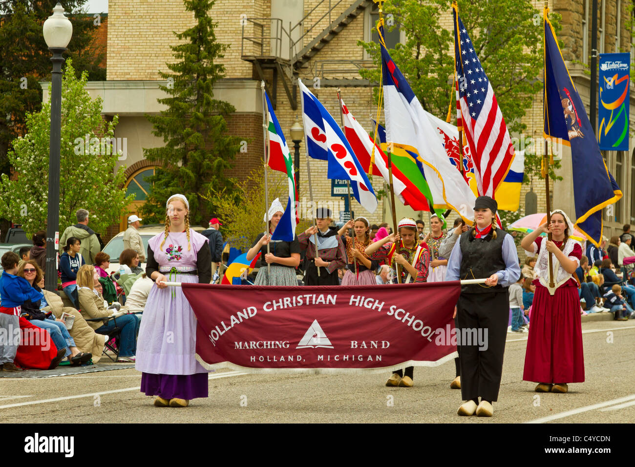 The Music Parade at the Tulip Time festival in Holland, Michigan, USA ...