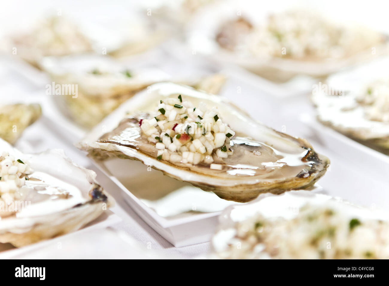 oyster on a half shell seafood appetizer Stock Photo - Alamy