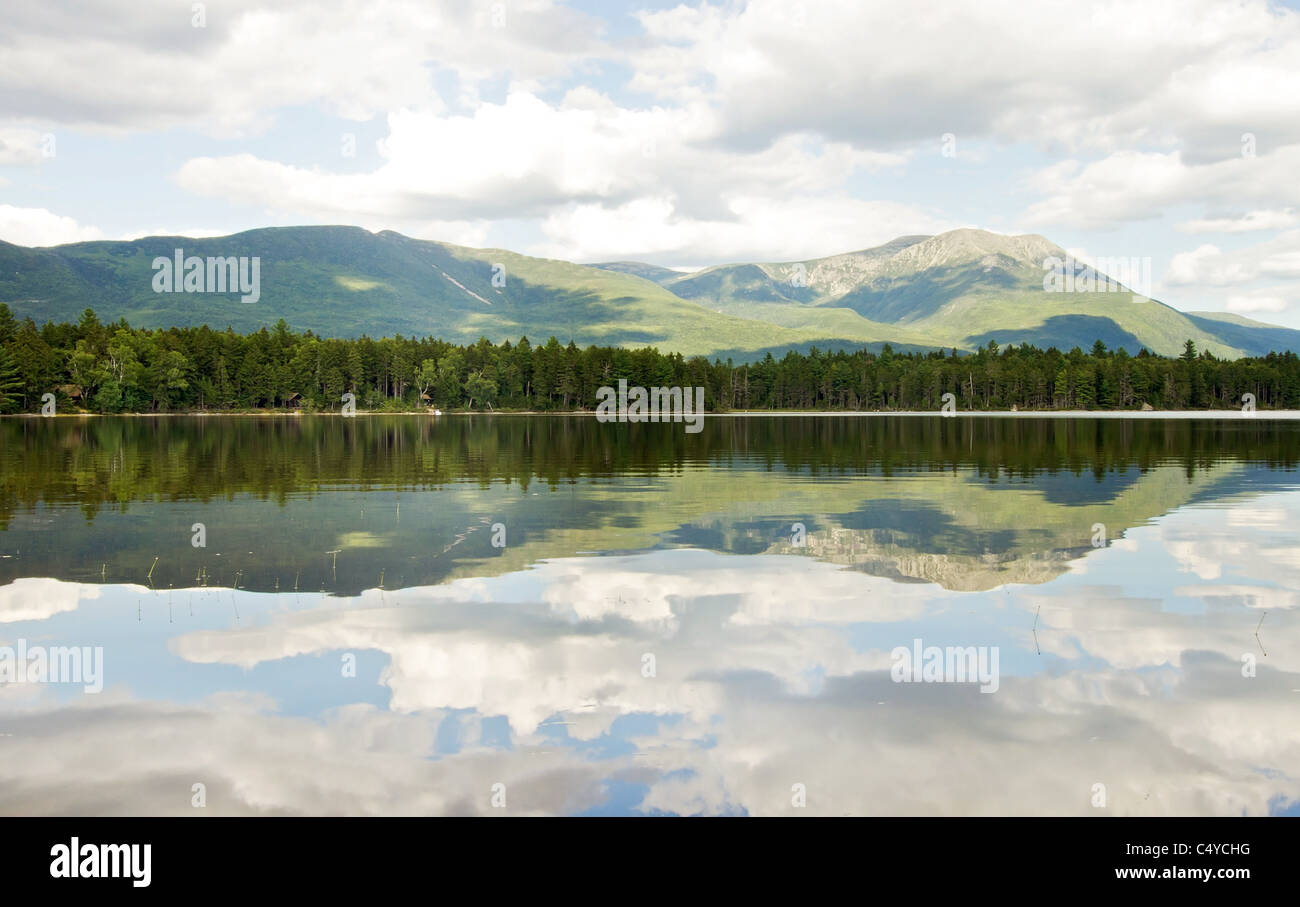 reflection of mount katahdin in baxter state park maine Stock Photo - Alamy