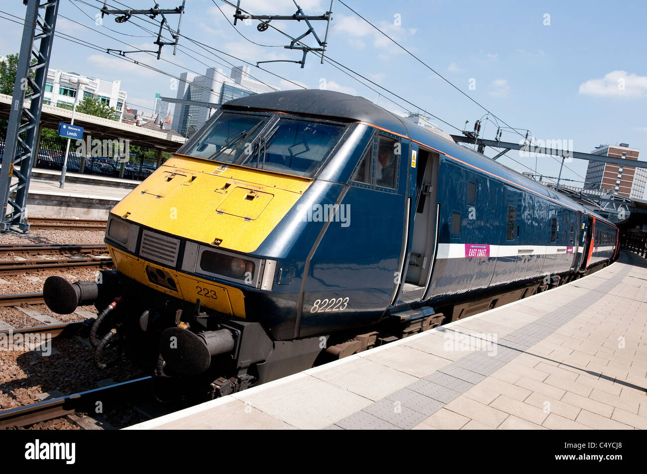 High speed train in East Coast trains livery waiting at a station ...