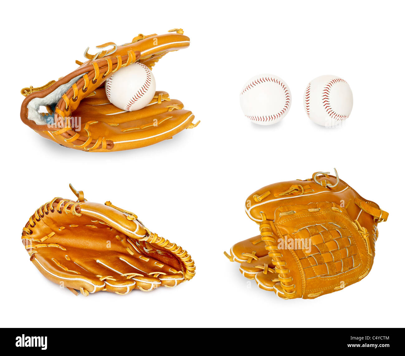 Sport baseball items - ball, mitt, glove - isolated on white background ...