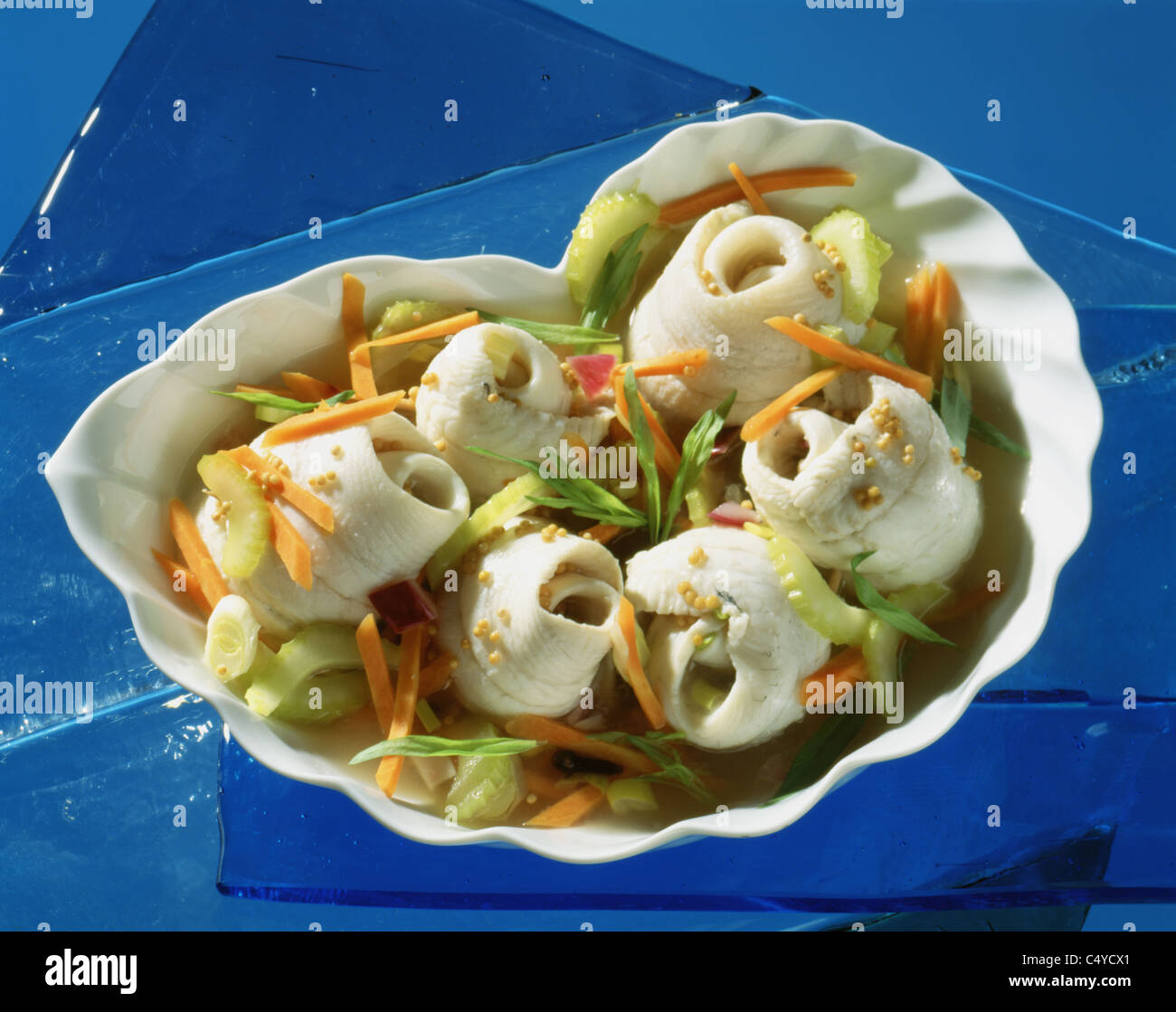Plaice rolls with spicy stock Stock Photo - Alamy