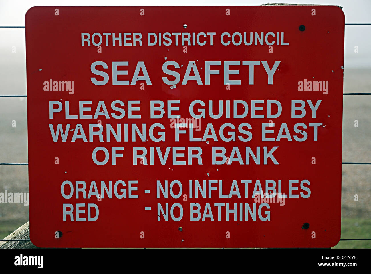 Sea Safety Warning Sign Stock Photo - Alamy